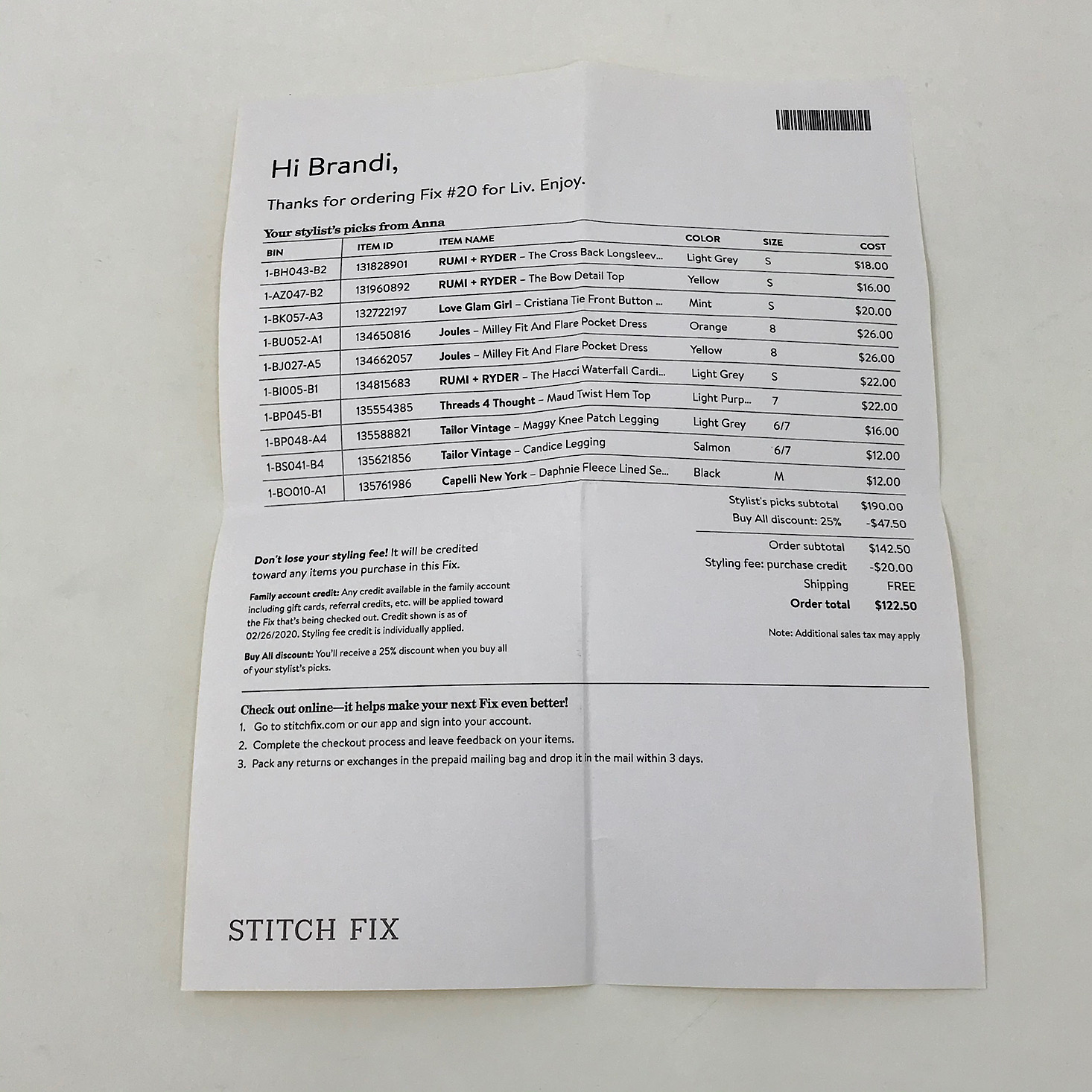 Stitch Fix Kids Girls Styling Review - March 2020 | MSA