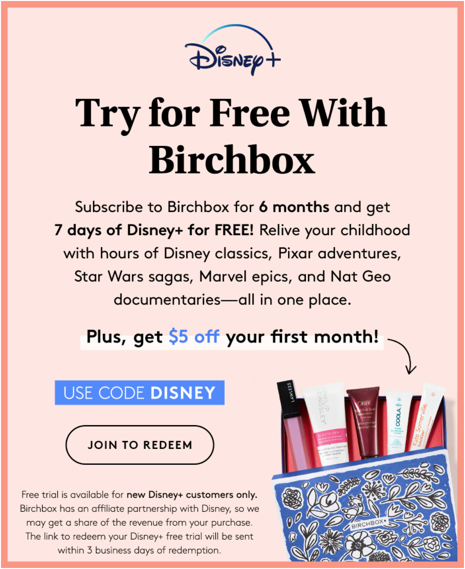 Birchbox Coupon - Off Your First Box + FREE Disney+ Trial! | MSA