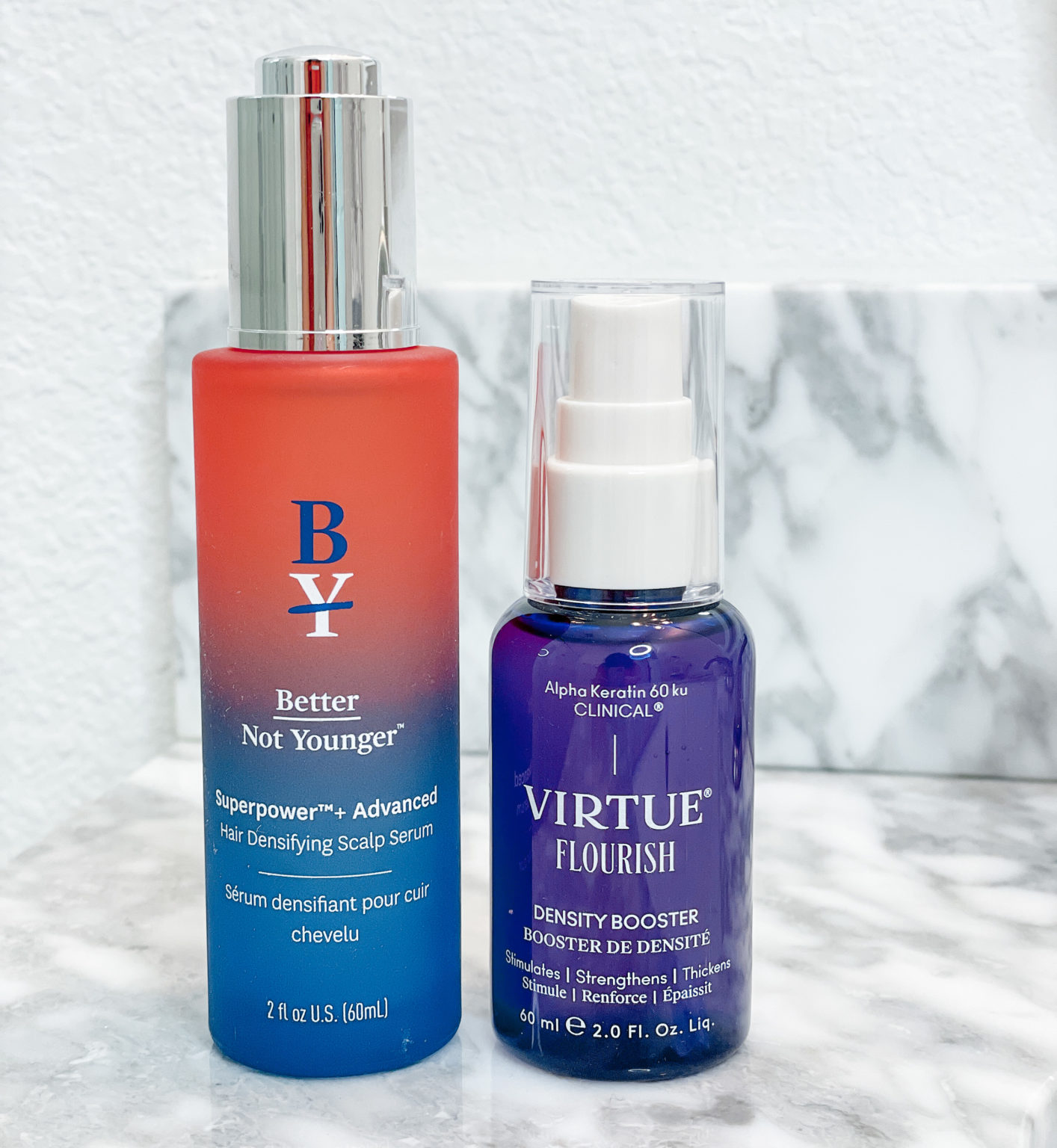 Better Not Younger Scalp Serum vs. Virtue Flourish Density Booster ...